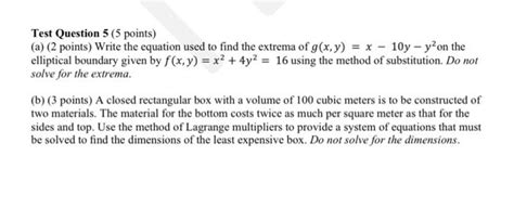 solved test question 5 5 points a 2 points write the