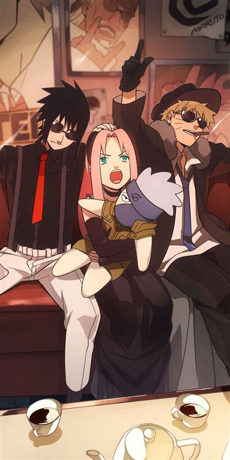 Обои на рабочий стол Аниме Саске Учиха Сакура Харуно Наруто Наруто Узумаки Какаши Хатаке