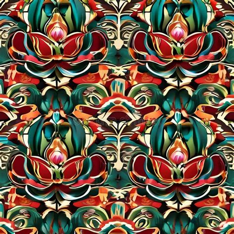 Bold And Graphic Pattern With Repeating Floral Motifs In Vibrant Colors Modern And Stylish