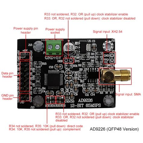 AD9226 QFP48 Version High Speed ADC Module 65M Sampling Data Acquisition For FPGA Development