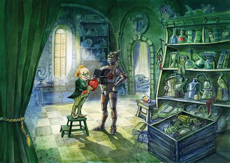 Иллюстрация Волшебник Изумрудного города в стиле книжная графика