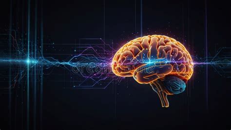 Human Brain Connected To Digital Interfaces, Glowing Neon Data Streams Stock Image - Image of ...