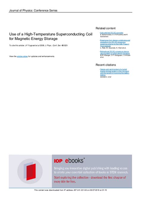 Pdf Use Of A High Temperature Superconducting Coil For Magnetic Energy Storage