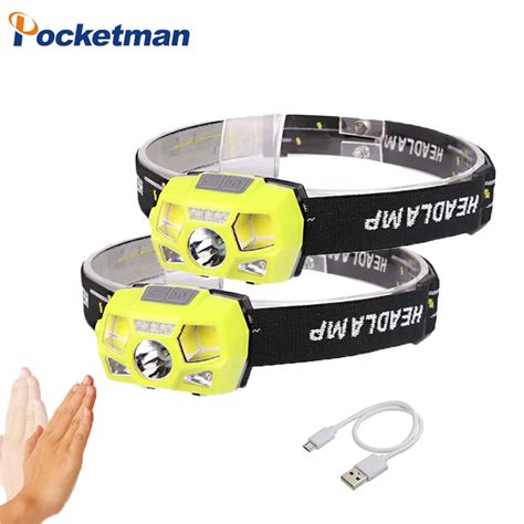 Mini Rechargeable Running Headlamp 4000lm Body Motion Sensor Headlight