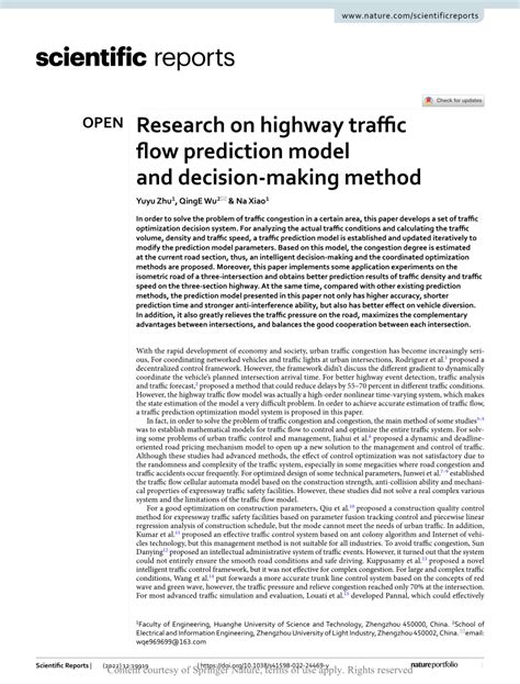 PDF Research On Highway Traffic Flow Prediction Model And Decision Making Method
