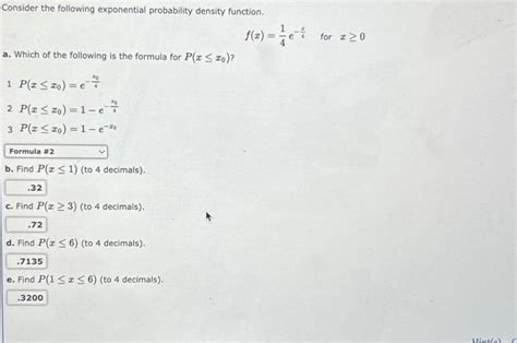 Solved Consider The Following Exponential Probability Chegg