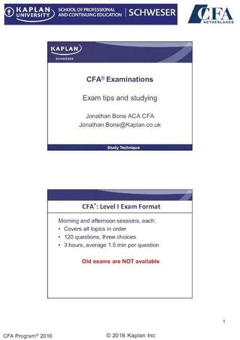 PDF CFA Examinations Exam Tips And Studying CFA Level CFA Level I CFA Examinations