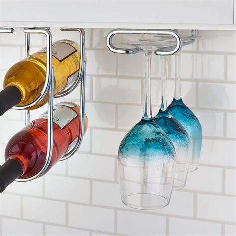 Rev A Shelf 11 In Silver Quad Under Cabinet Glass And Stemware Organizer 3450 11SN The Home Depot