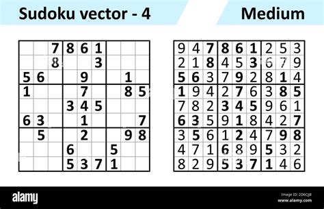 Sudoku Game With Answers Simple Vector Design Set Sudoku Blank Template Complexity Of The