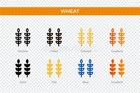 Wheat Icon In Different Style Wheat Vector Icons Designed In Outline Solid Colored Filled