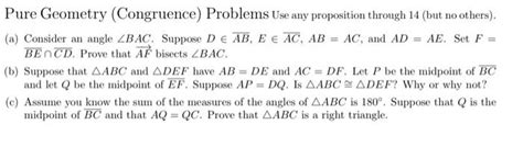 Solved Pure Geometry Congruence Problems Use Any Chegg