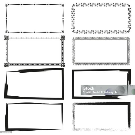 그런 지 프레임 세트입니다 벡터 일러스트 레이 션입니다 주당순이익 10 가장자리에 대한 스톡 벡터 아트 및 기타 이미지 가장자리 거친 건설 프레임 Istock