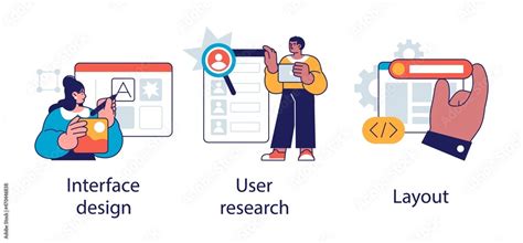 User Interface Development Abstract Concept Vector Illustration Set Interface Design User