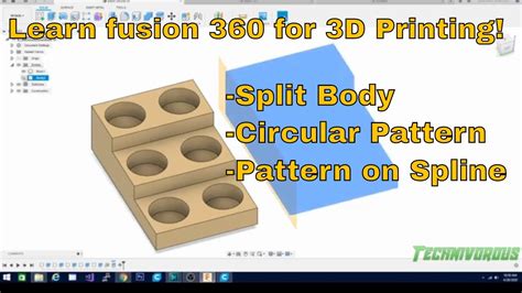 Fusion 360 Tutorials The Basics 3 Split Body Circular Pattern Pattern On Spline Youtube