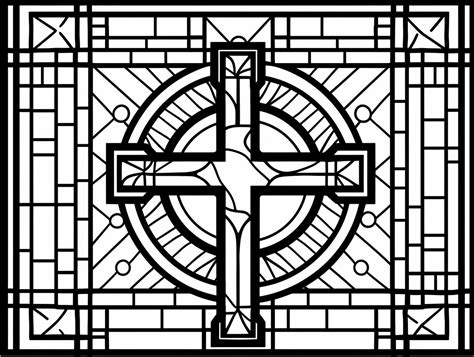 Lovely Stained Glass Cross Coloring Activity Coloring Page