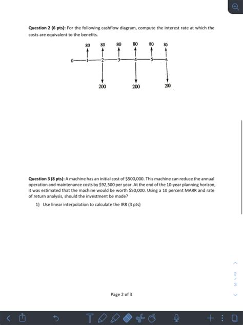 only question 2 please question 2 6 pts for the following cashflow