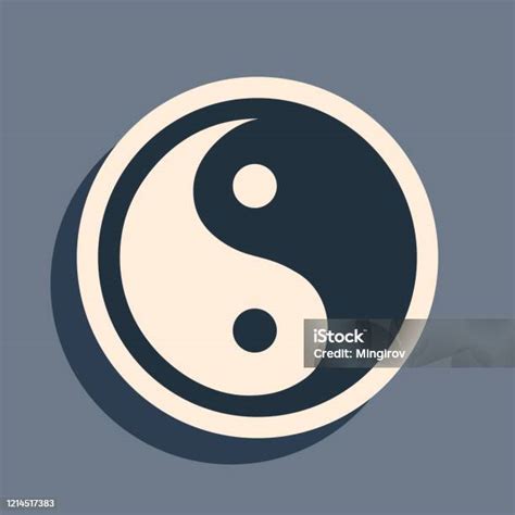 회색 배경에 고립 된 조화와 균형 아이콘의 검은 음양 상징 긴 그림자 스타일입니다 벡터 일러스트레이션 0명에 대한 스톡 벡터 아트 및 기타 이미지 Istock