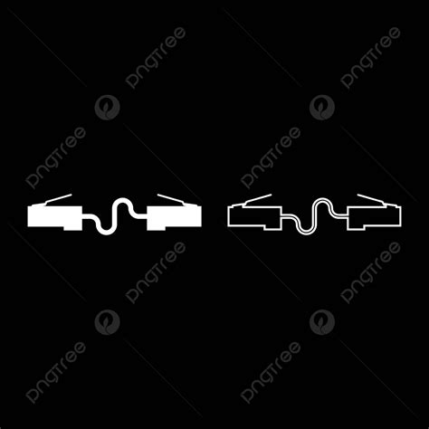 Ethernet Cable Set In White Vector Outline Isolated Lan Connect Vector Isolated Lan Connect