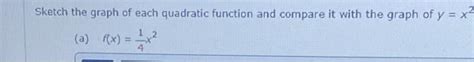 Solved Sketch The Graph Of Each Quadratic Function And