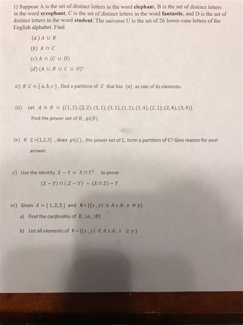 solved suppose a is the set of distinct letters in the word