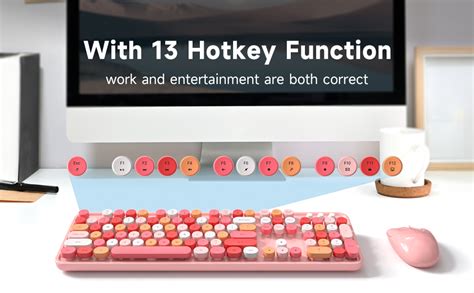 Wireless Keyboard And Mouse Combo Mowux Colorful Computer Full Size 2 4g Plug And