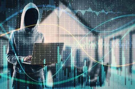 Premium Photo Hacker Using Laptop In Blurry Office Interior With Forex Chart Trade And