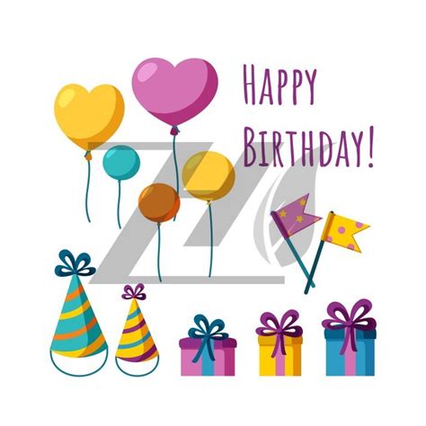 دانلود وکتور ست لوازم جانبی تولد دانلود رایگان فایل لایه باز، Psd