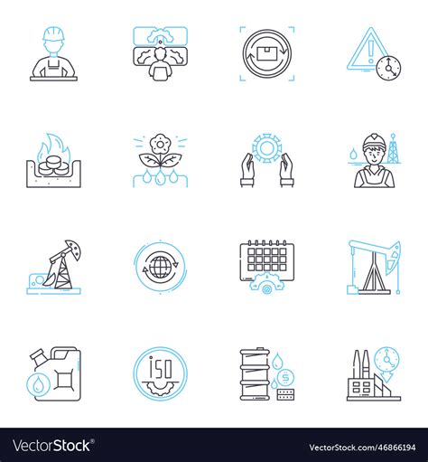 Assembly Line Linear Icons Set Automation Vector Image