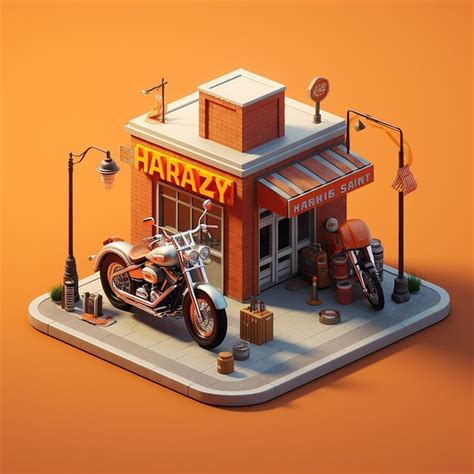 Premium Photo 3d Rendering Isometric Harley Davidson