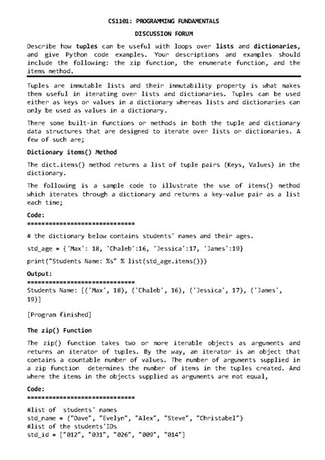 CS Discussion Forum Unit CS PROGRAMMING FUNDAMENTALS DISCUSSION FORUM Describe