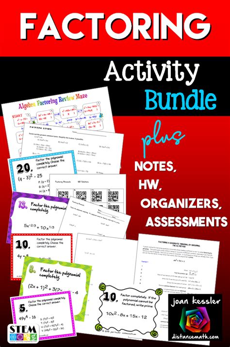 Factoring Activity Bundle For Polynomials Trinomials Binomials