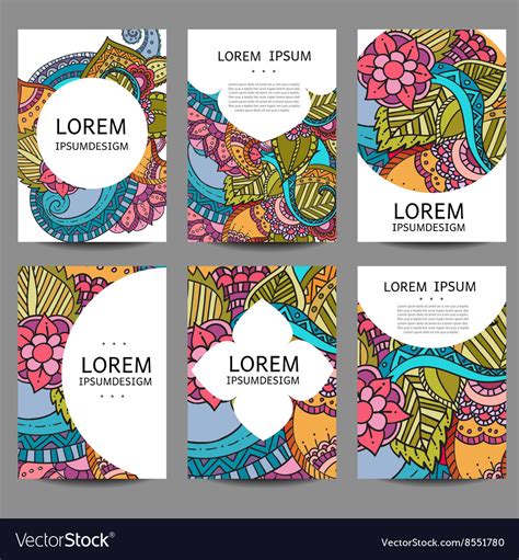 Abstract Brochures In Doodle Styledesign Vector Image