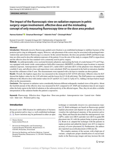 The Impact Of The Fluoroscopic View On Radiation Exposure In Pelvic Surgery Organ Involvement