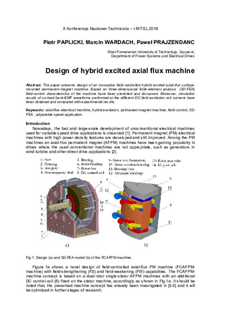 Pdf Design Of Hybrid Excited Axial Flux Machine Paweł Prajzendanc