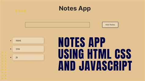 create a notes app from scratch with html css javascript youtube