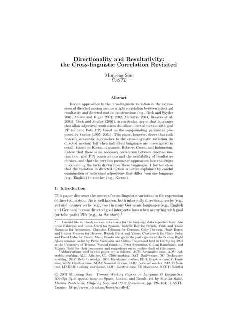 Pdf Directionality And Resultativity The Cross Linguistic Correlation Revisited