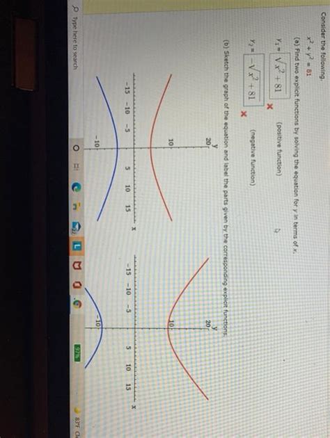 solved consider the following x2 y2 81 a find two