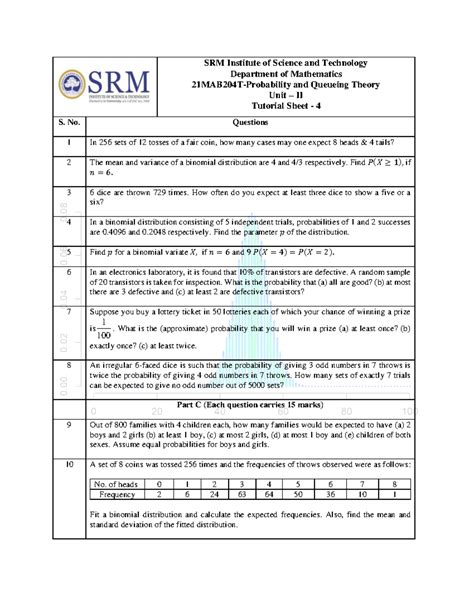 Tutorial 4 Pqt 21mab204t Srm Institute Of Science And Technology