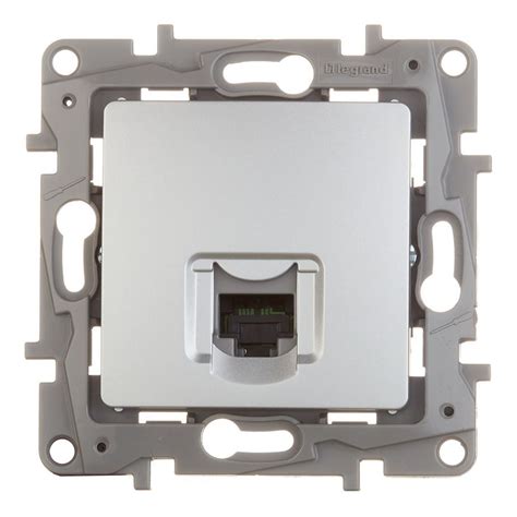 Розетка компьютерная Etika 672441 скрытая установка алюминий один модуль Rj45 Cat 5е Utp