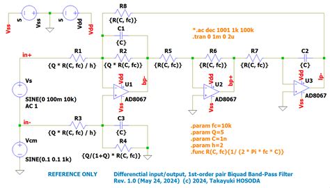 Differencial Input Output Biquad Band Pass Filter