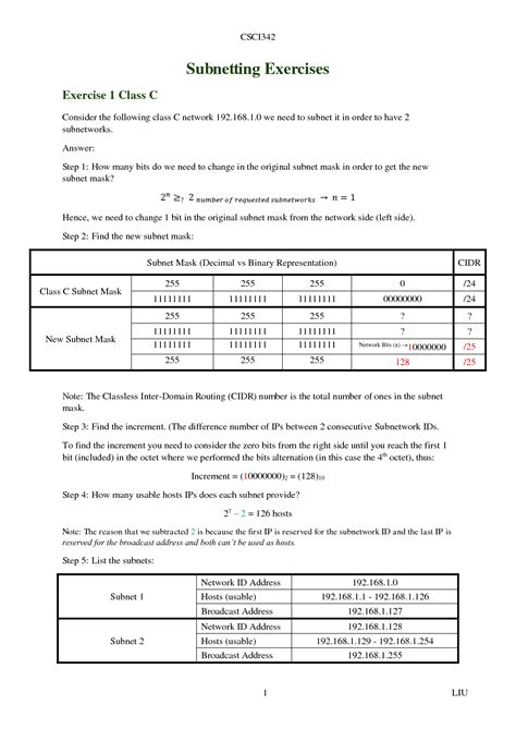 SOLUTION Subnetting Exercises Studypool