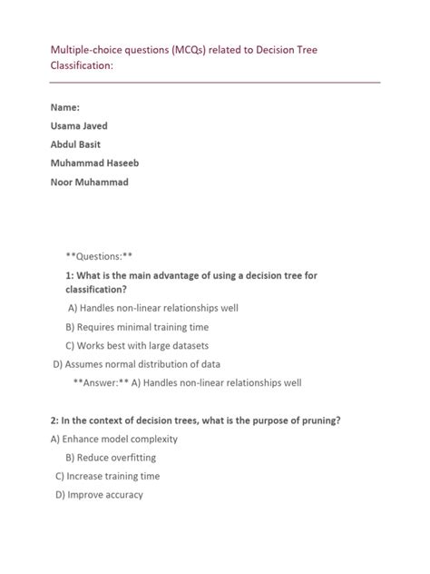 15 Mcqs Ml Dt Classification Pdf Statistical Classification Cognitive Science