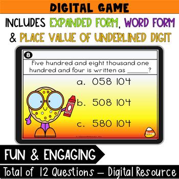 Fall Place Value Powerpoint Digital Practice Game Slides With Word Expanded Form