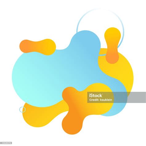 흰색에 격리 된 그라데이션 유체 모양 파란색과 노란색 반점과 추상적 인 형태와 요소 템플릿 현대 추상 배너 배경 0명에 대한 스톡 벡터 아트 및 기타 이미지 Istock