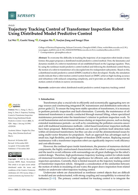 Pdf Trajectory Tracking Control Of Transformer Inspection Robot Using Distributed Model