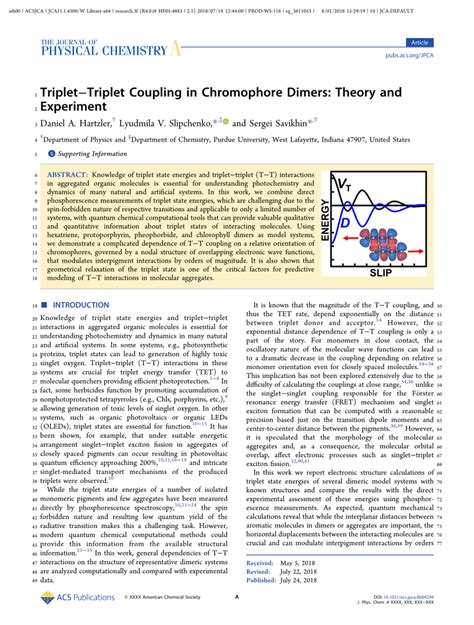 Pdf Triplet Triplet Coupling In Chromophore Dimers Theory And Experiment