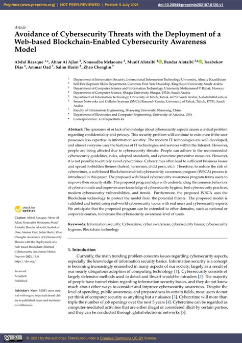 Pdf Avoidance Of Cybersecurity Threats With The Deployment Of A Web Based Blockchain Enabled