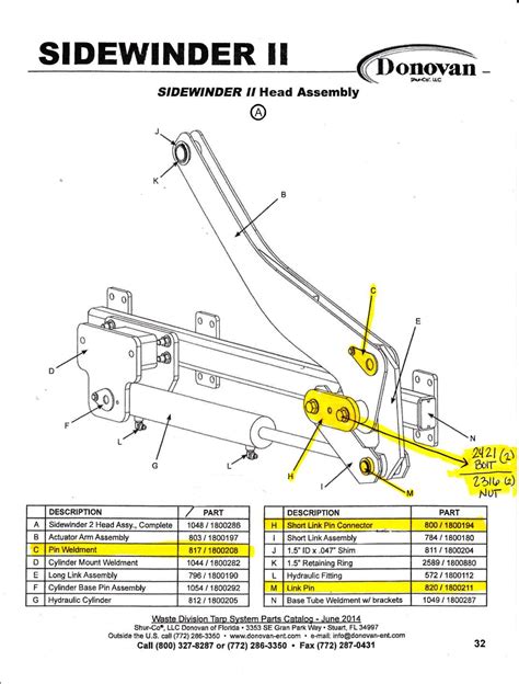 Donovan Pn 1800205 Hydraulic Cylinder For Actuator Head Assembly