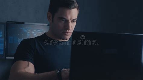 Programmer Developer Writes The Source Code Of The Software Male Worker Concentrating On Codes