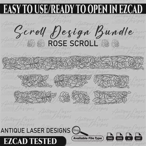 Rose Scroll Design Svg For Laser Engraving And Printing Floral Scroll